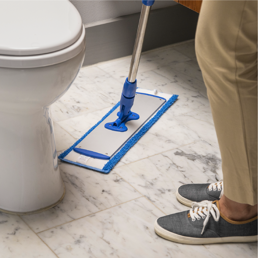 18" Professional Microfiber Mop System - Wet & Dust Mop Pads Included ...