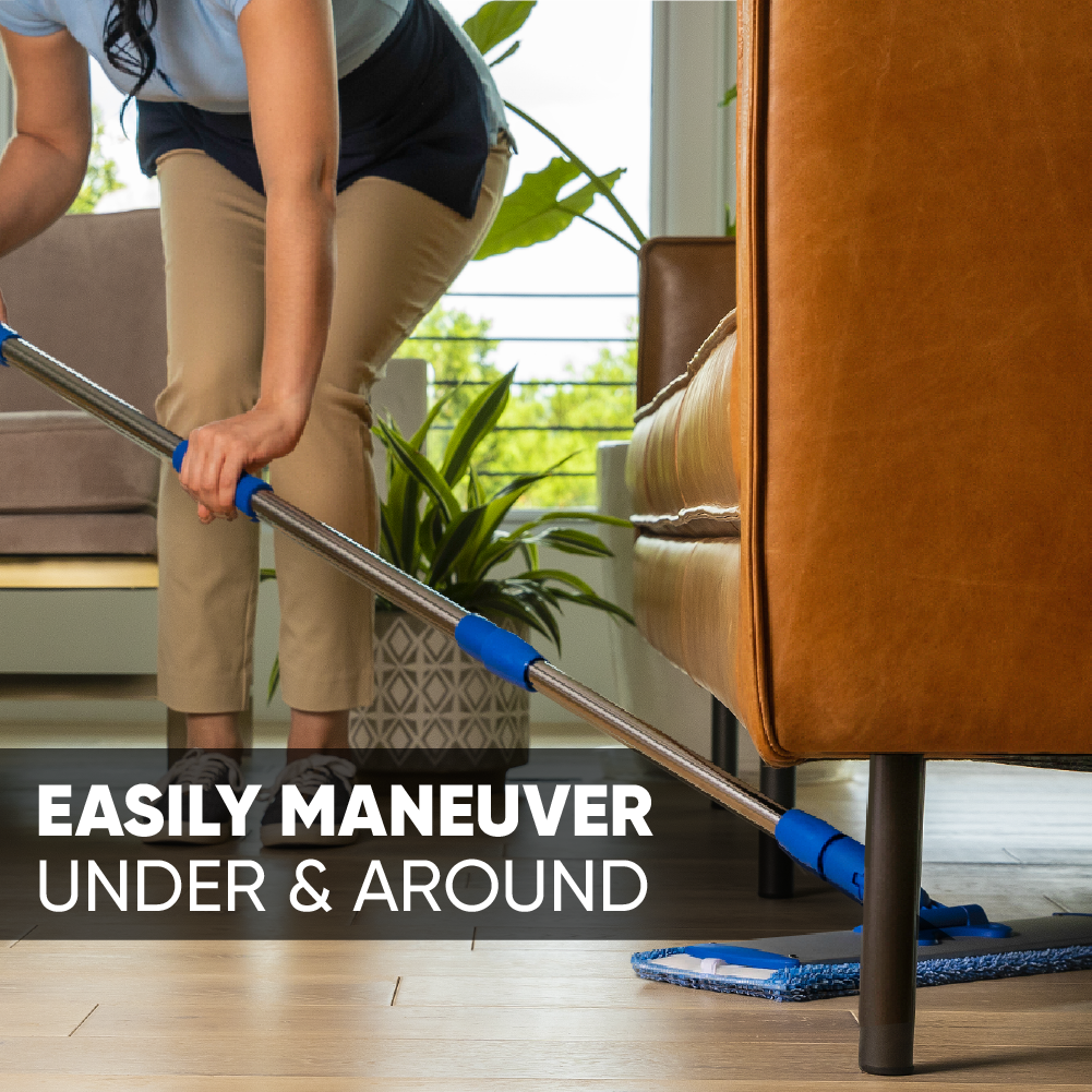 18" Professional Microfiber Mop System - Wet & Dust Mop Pads Included ...