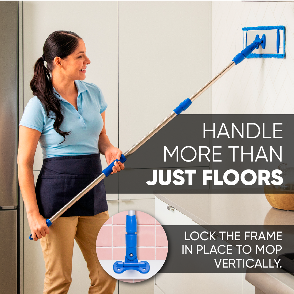 18" Professional Microfiber Mop System - Wet & Dust Mop Pads Included ...