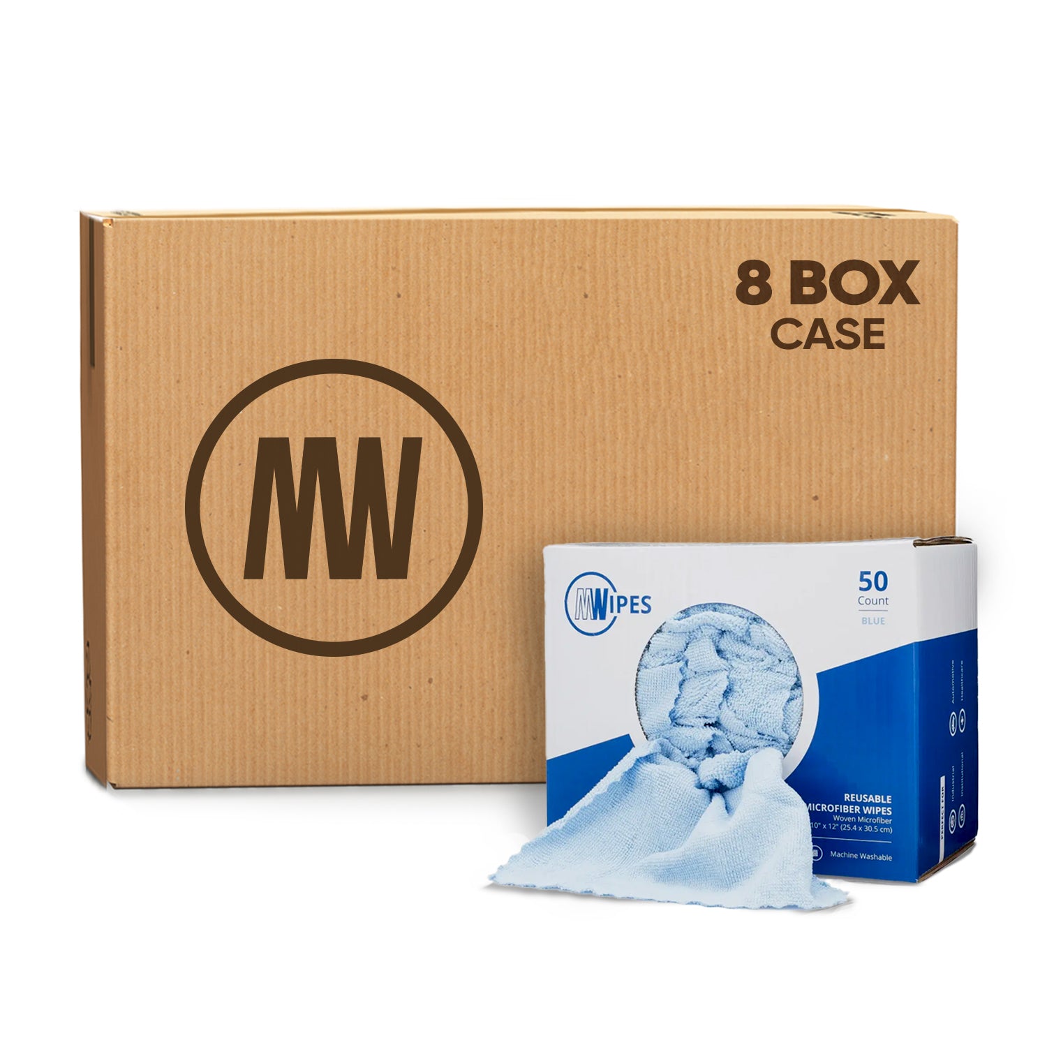 MWipes Reusable Microfiber Wipes - Box of 50 - 10"x12" - Blue - Case o ...
