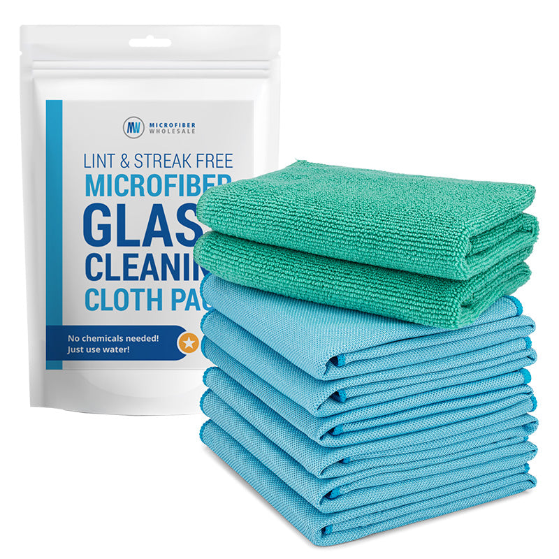 Streak Free Microfiber Glass Cloths (8 Pack) | 6 Lint Free Cloths + 2 ...