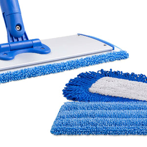 18" Professional Microfiber Mop System - Wet & Dust Mop Pads Included ...